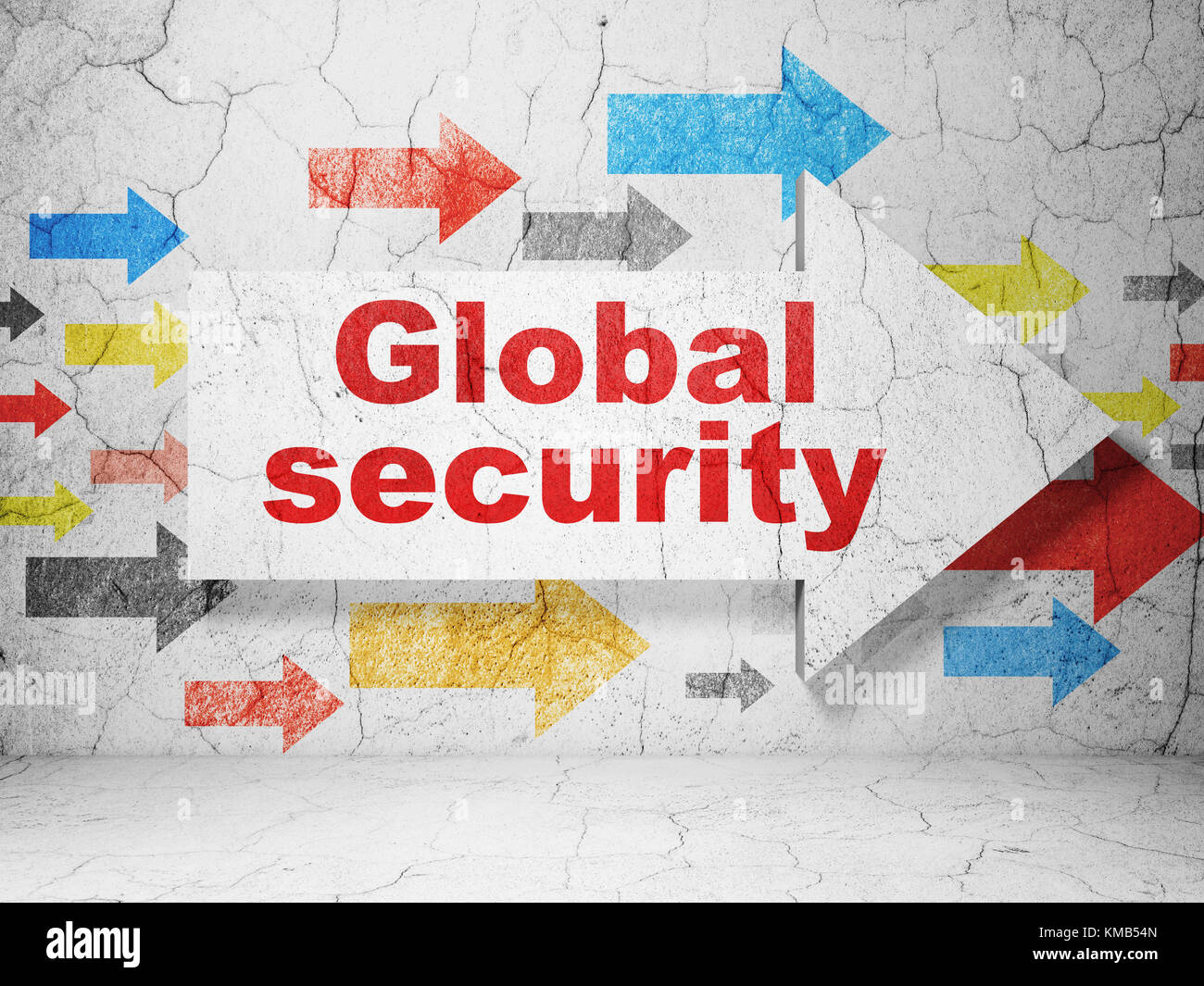 Safety concept: arrow with Global Security on grunge wall background ...