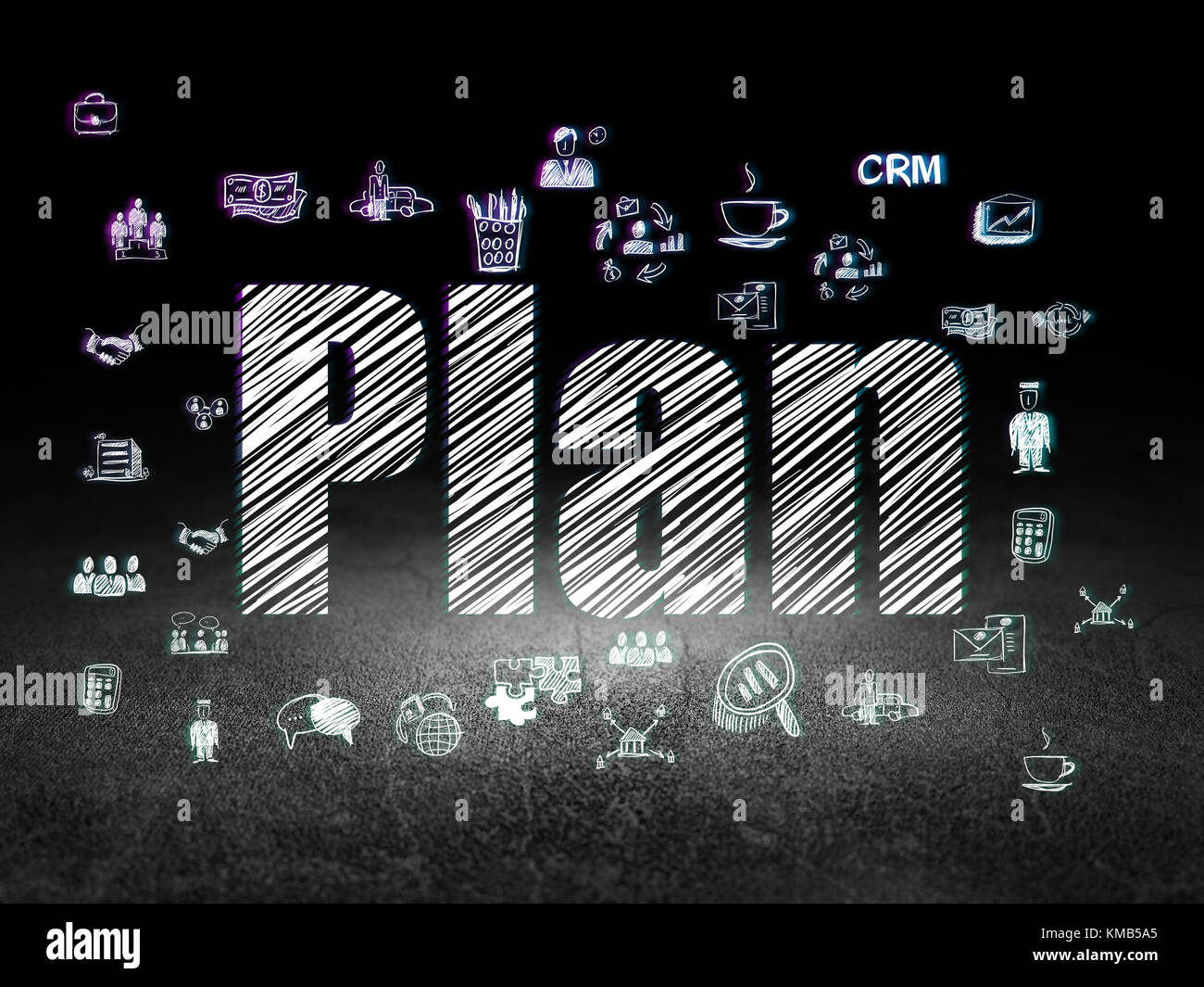 Finance concept: Plan in grunge dark room Stock Photo - Alamy