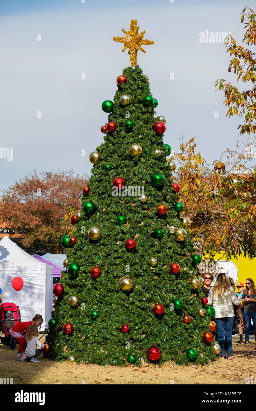 Community Christmas Tree Decorated With Ornaments On Lawn Of Williamson community-christmas-tree-decorated-with-ornaments-on-lawn-of-williamson