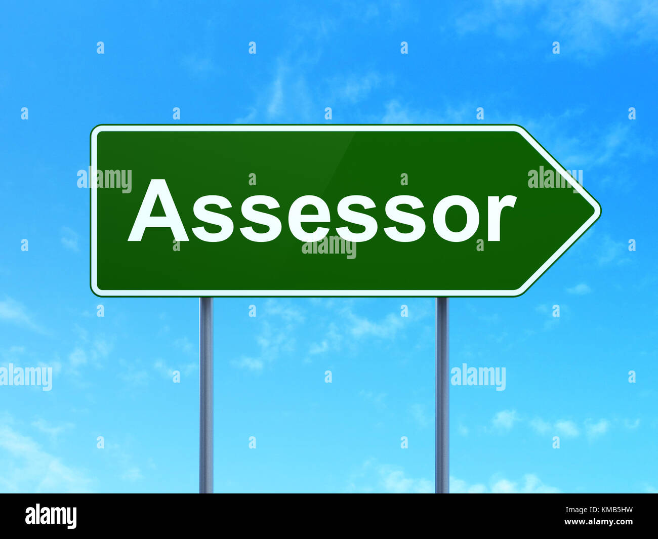 Insurance concept: Assessor on road sign background Stock Photo - Alamy