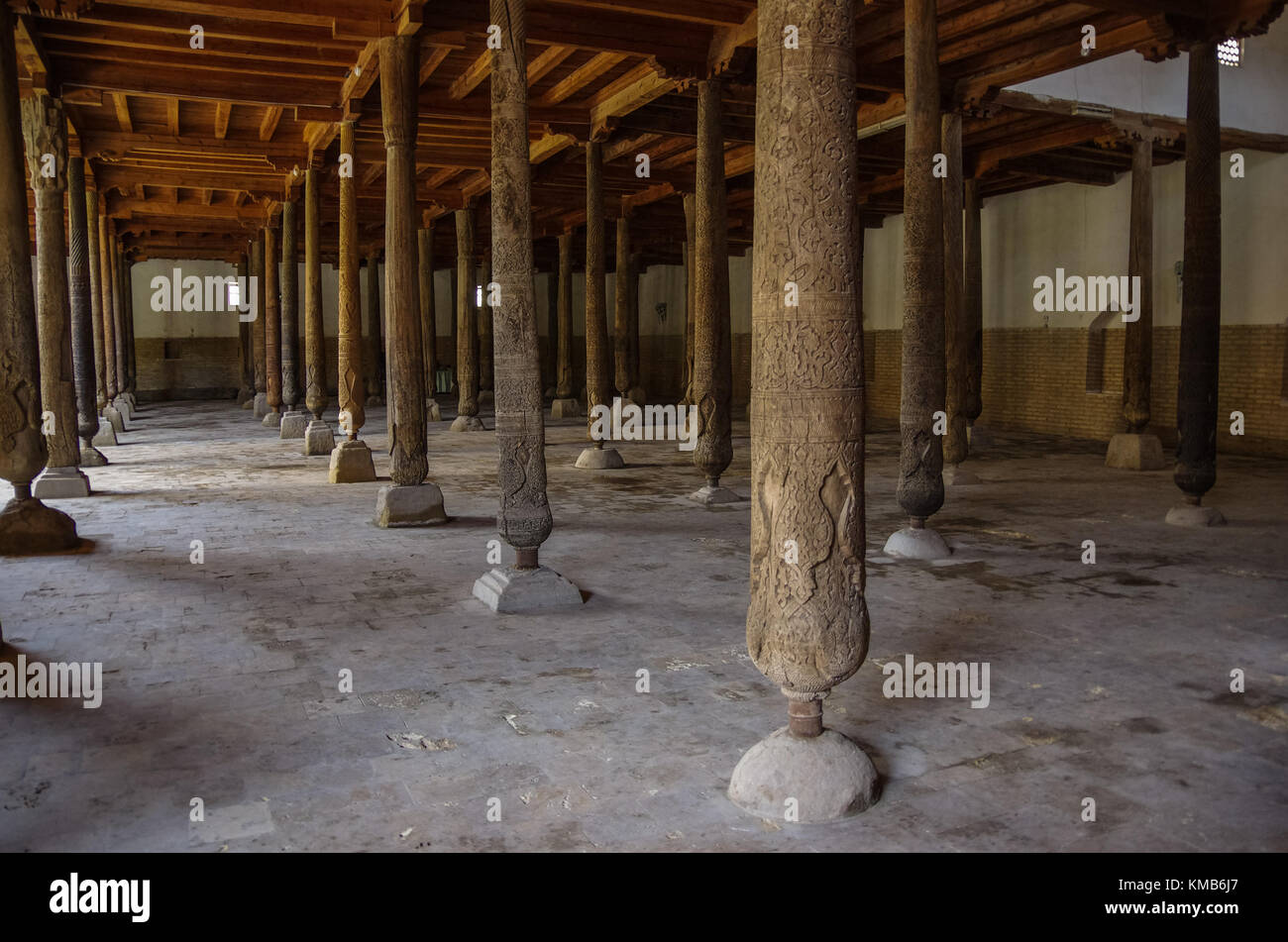 Khiva, Uzbekistan, April 30, 2015: Interior of the Juma Mosque Stock ...