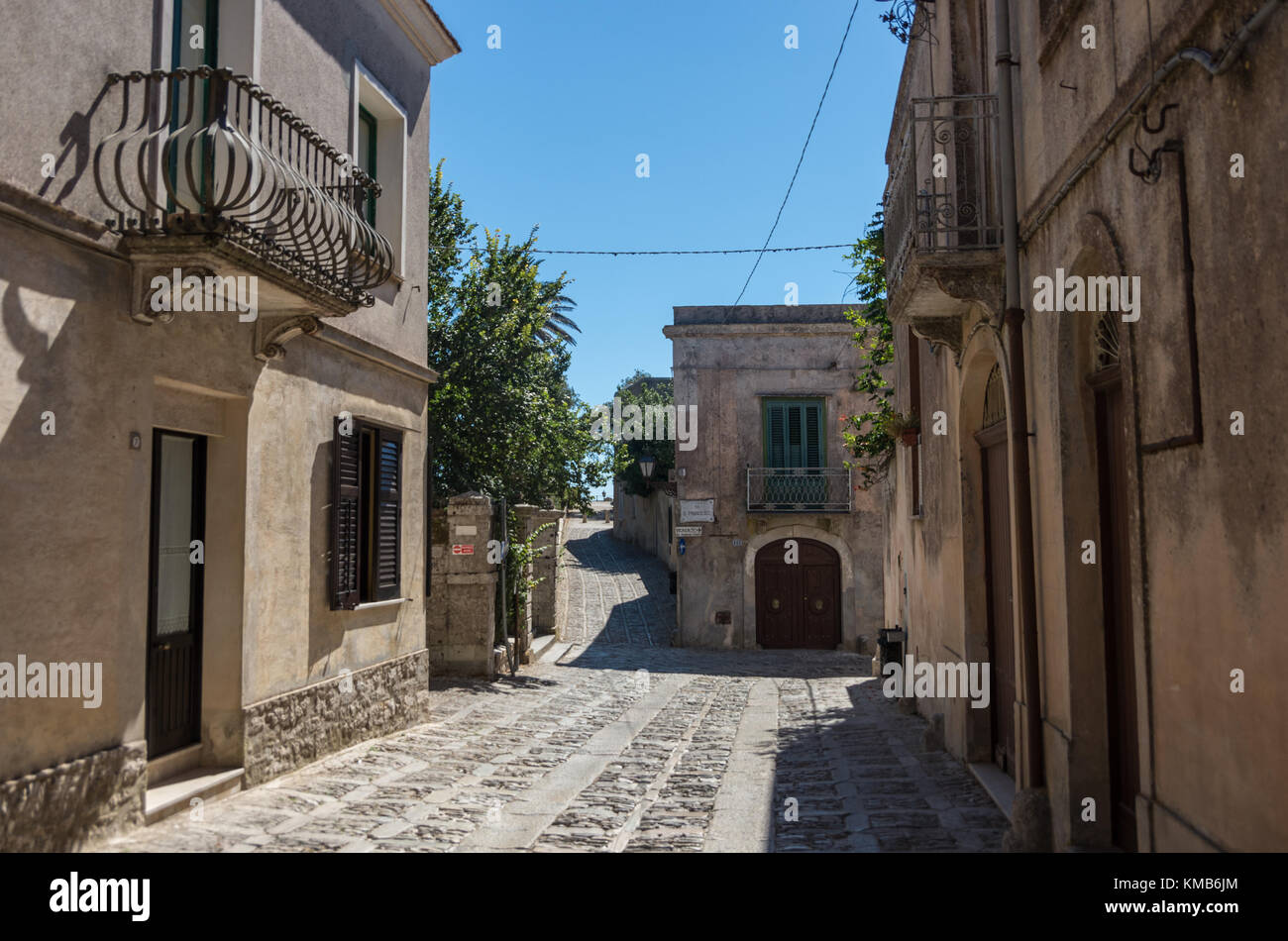 Erice, Italy - September 06, 2017: Narrow ancient cobblestone street of ...