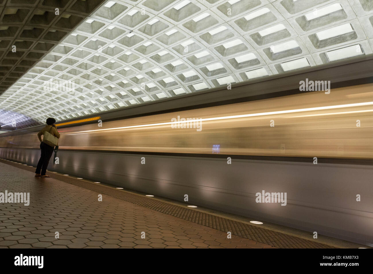 A WMATA DC Metro train arriving at a station, Washington DC, USA Stock ...