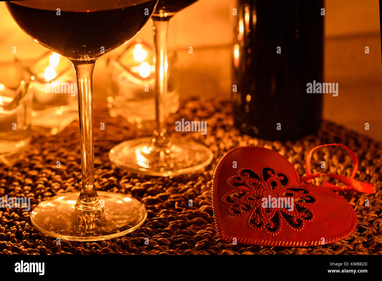 Romantic background with glasses of wine and ring Stock Photo - Alamy