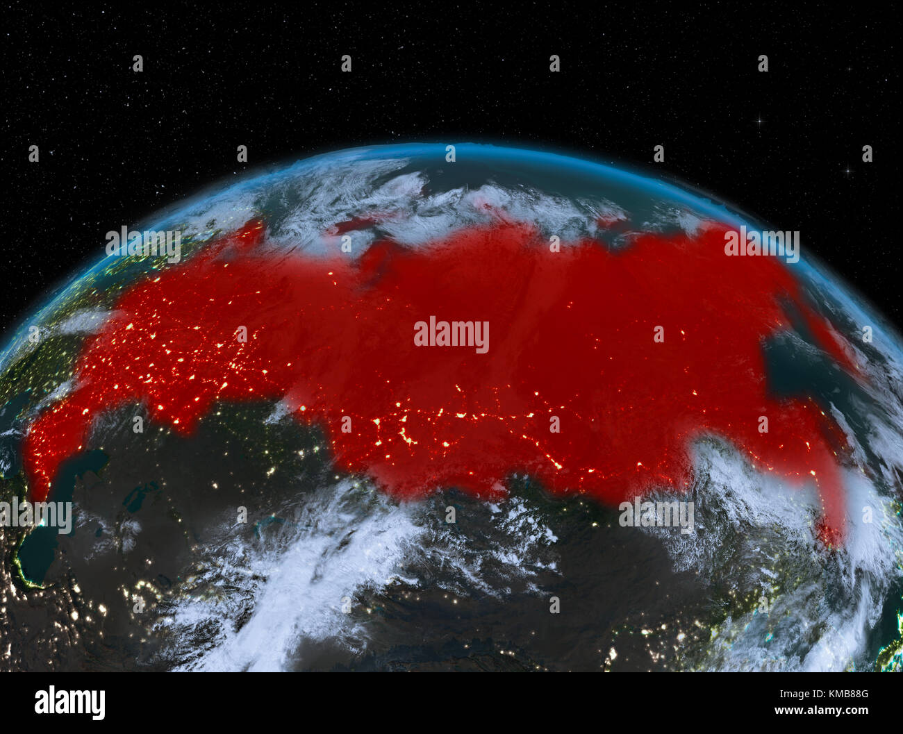 Highlighted satellite image of russian hi-res stock photography and ...