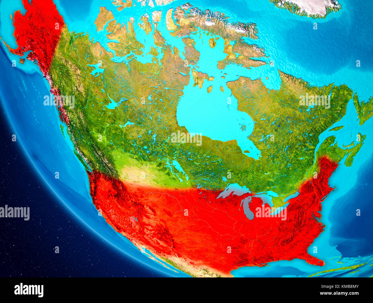 Map usa highlighted in red hi-res stock photography and images - Alamy
