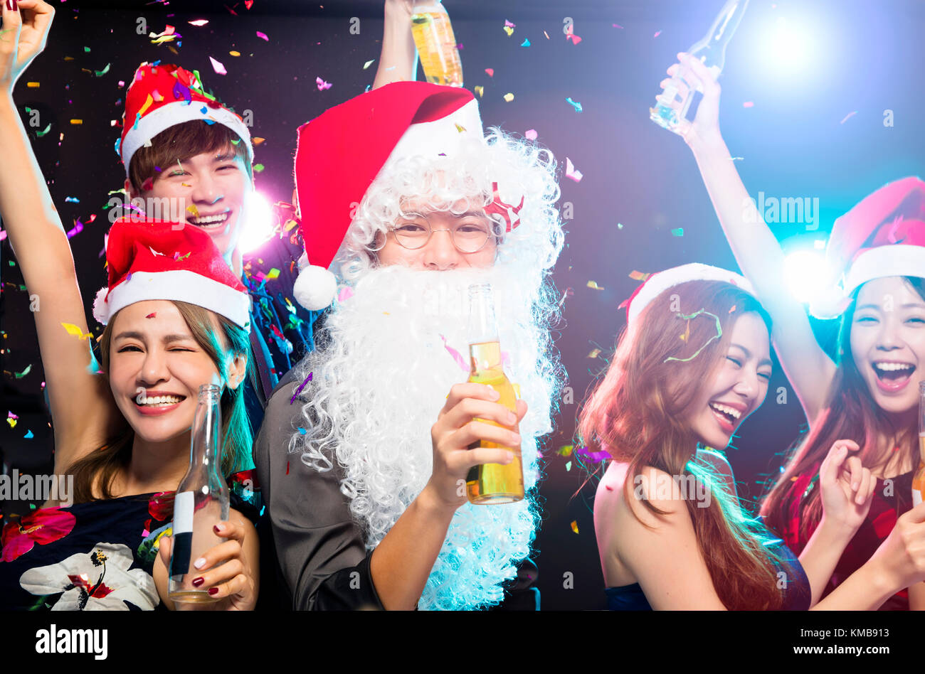 young group Enjoying Christmas party and having fun Stock Photo - Alamy