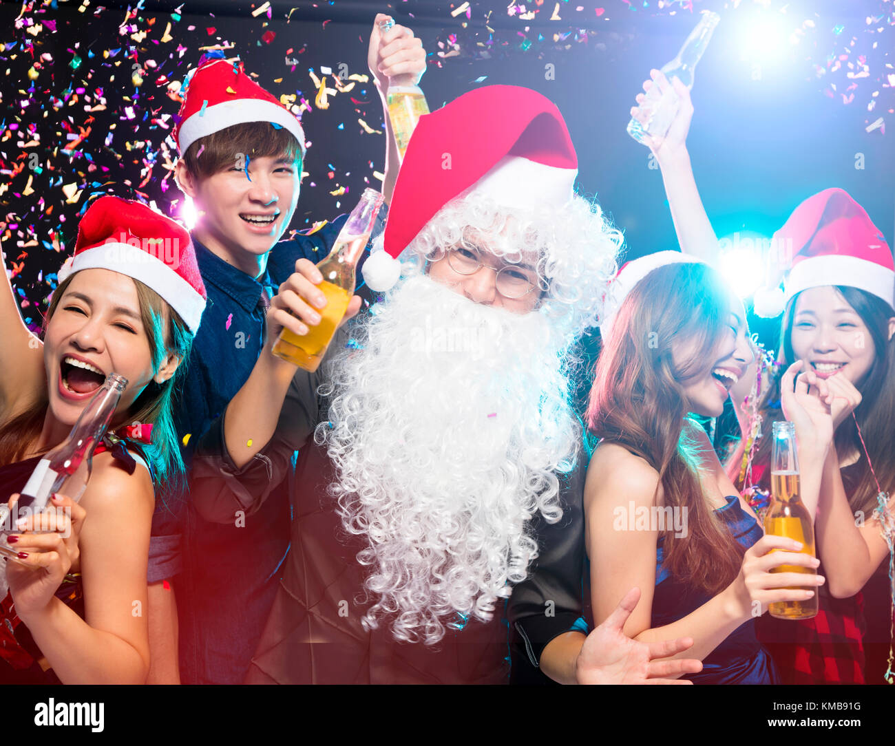 young group Enjoying Christmas party and having fun Stock Photo - Alamy