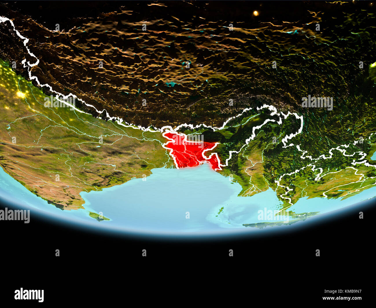 Bangladesh highlighted in world map hi-res stock photography and images ...