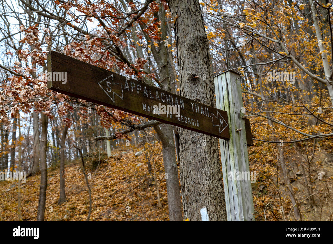 Port Clinton, PA, USA - December 3, 2017: The Appalachian Trail sign ...