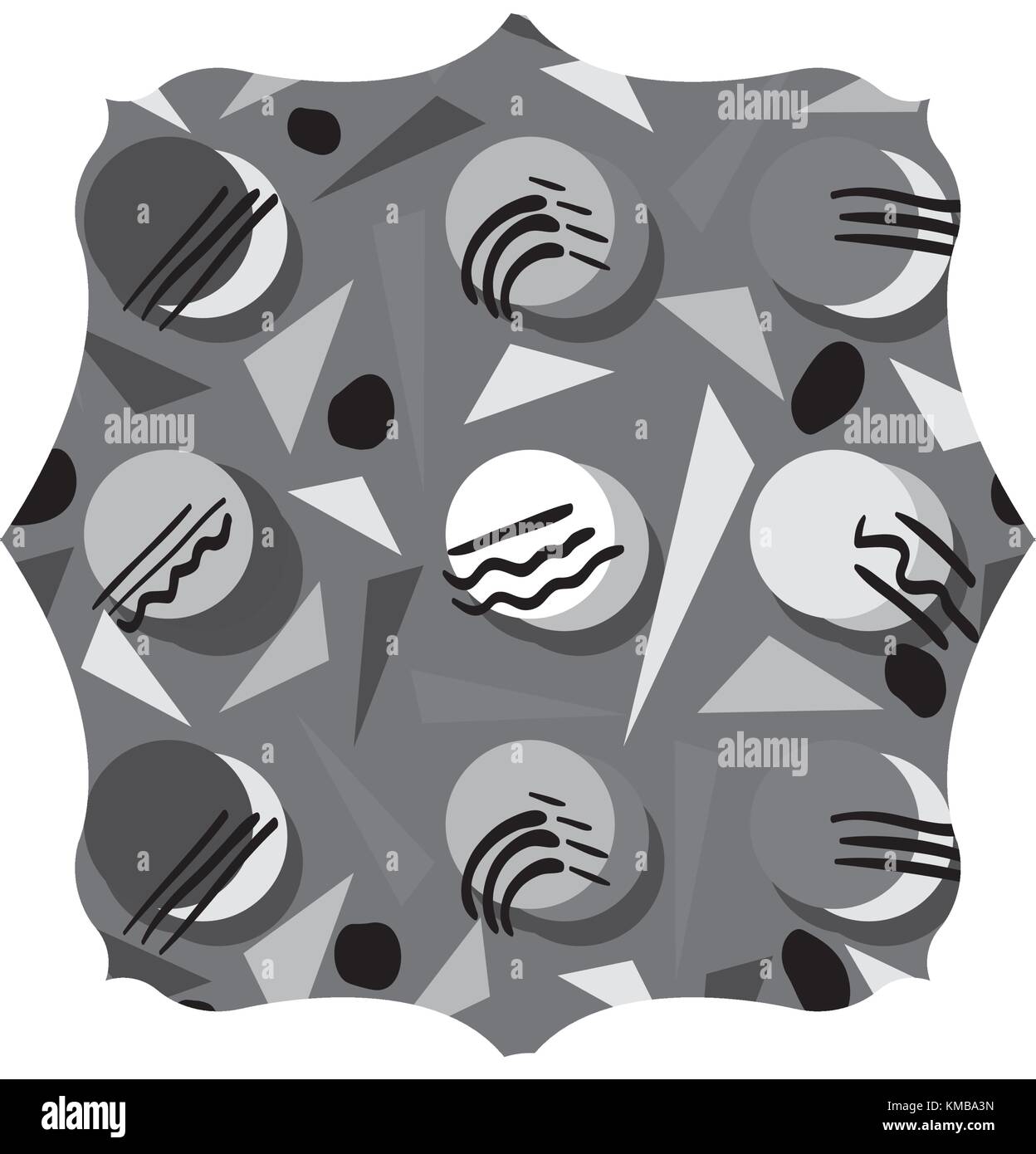 grayscale square with graphic memphis style background Stock Vector ...