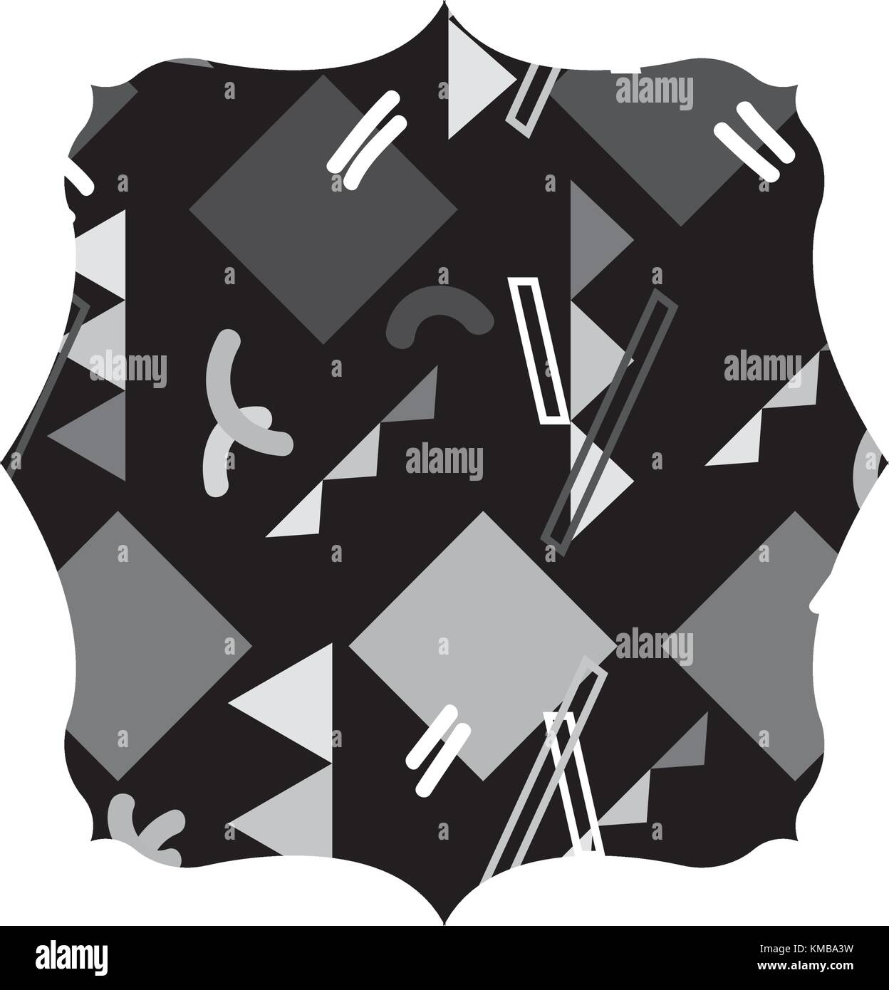 grayscale square with graphic abstract memphis background Stock Vector ...