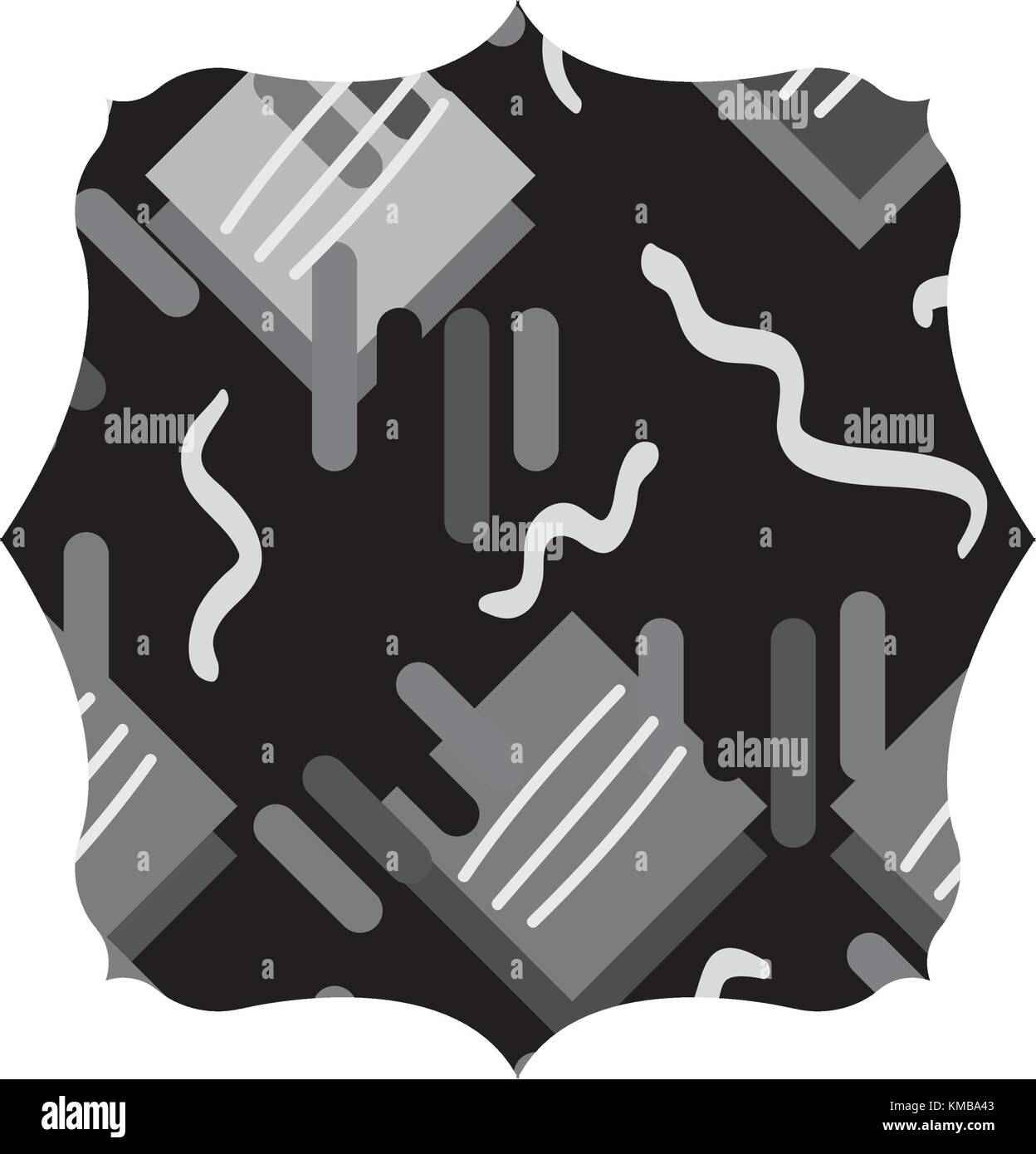 grayscale square with graphic memphis geometric background Stock Vector ...