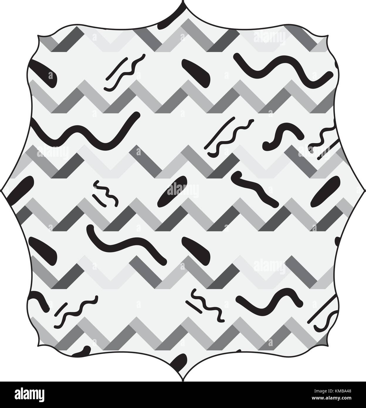 grayscale square with memphis graphic figures background Stock Vector ...