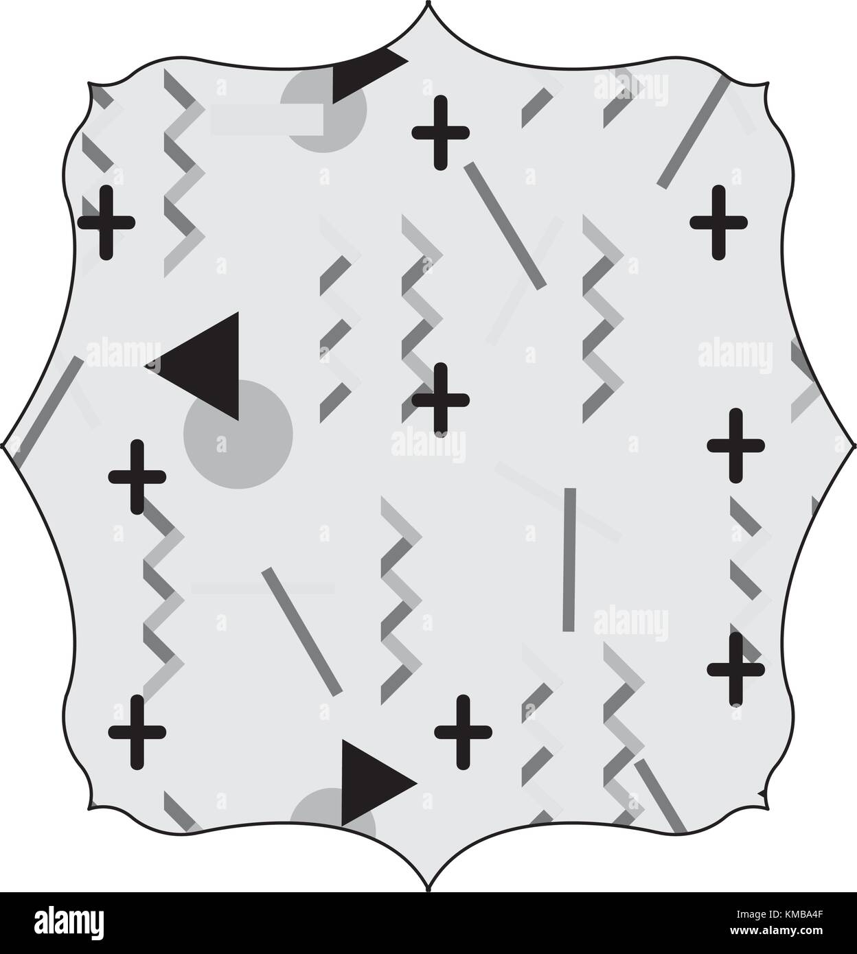 grayscale square with memphis geometric art background Stock Vector ...