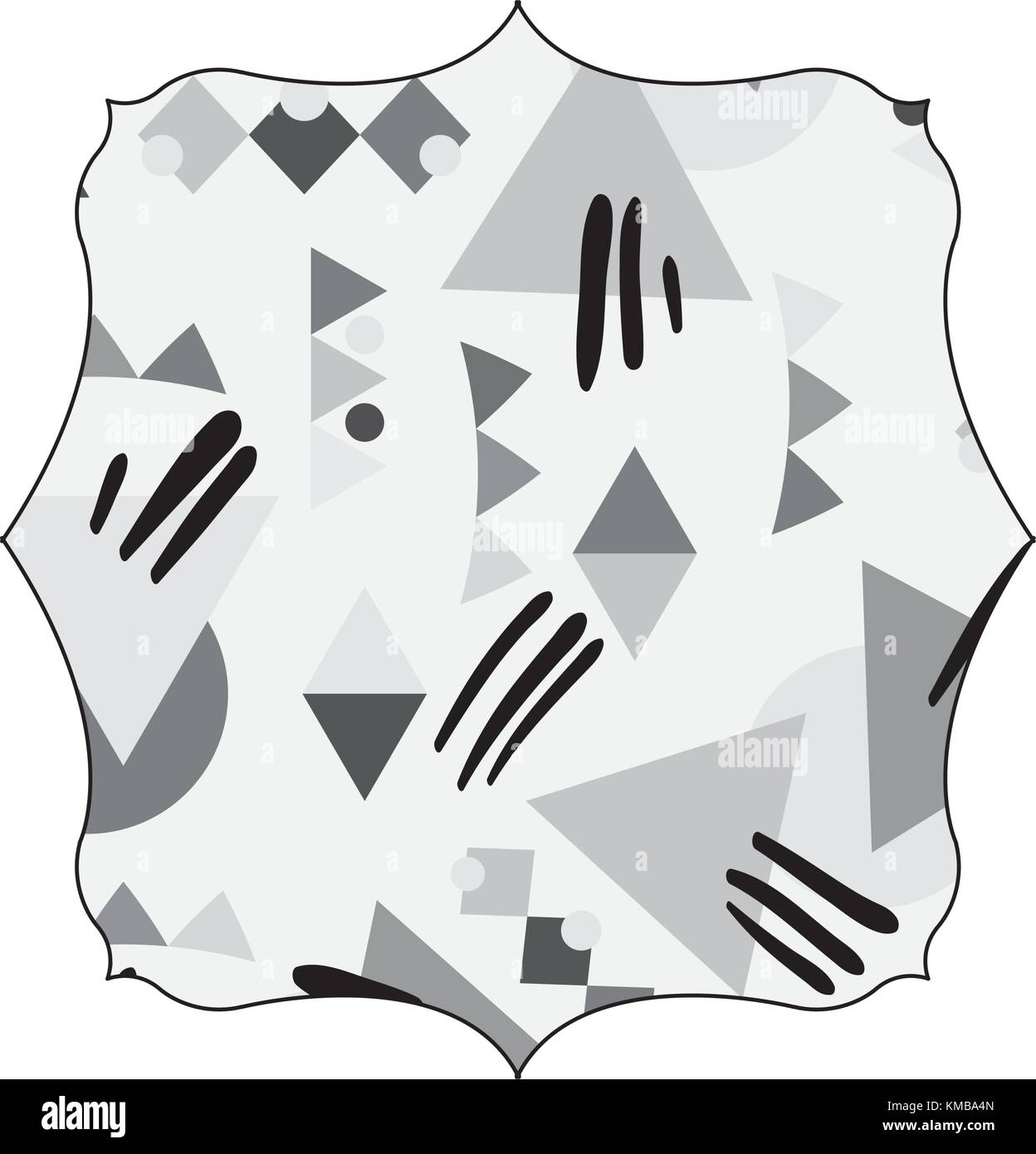 grayscale square with memphis geometric style background Stock Vector ...