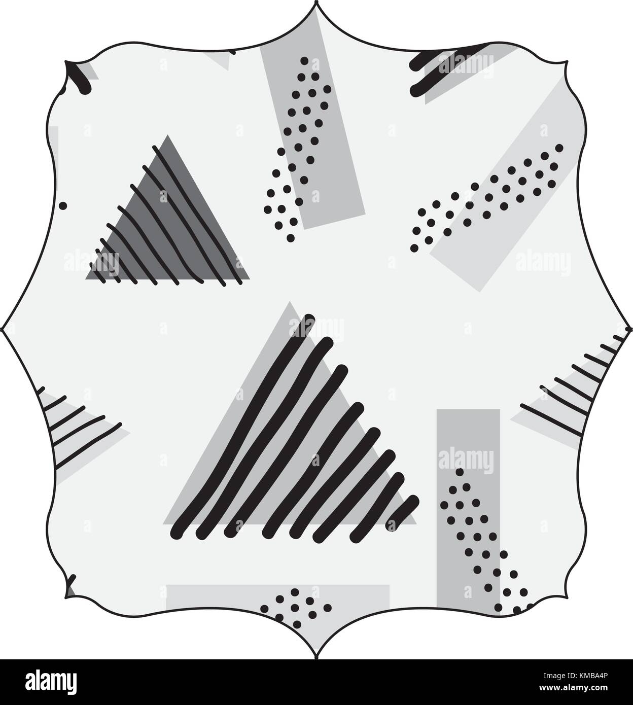 grayscale square with geometric style memphis background Stock Vector ...
