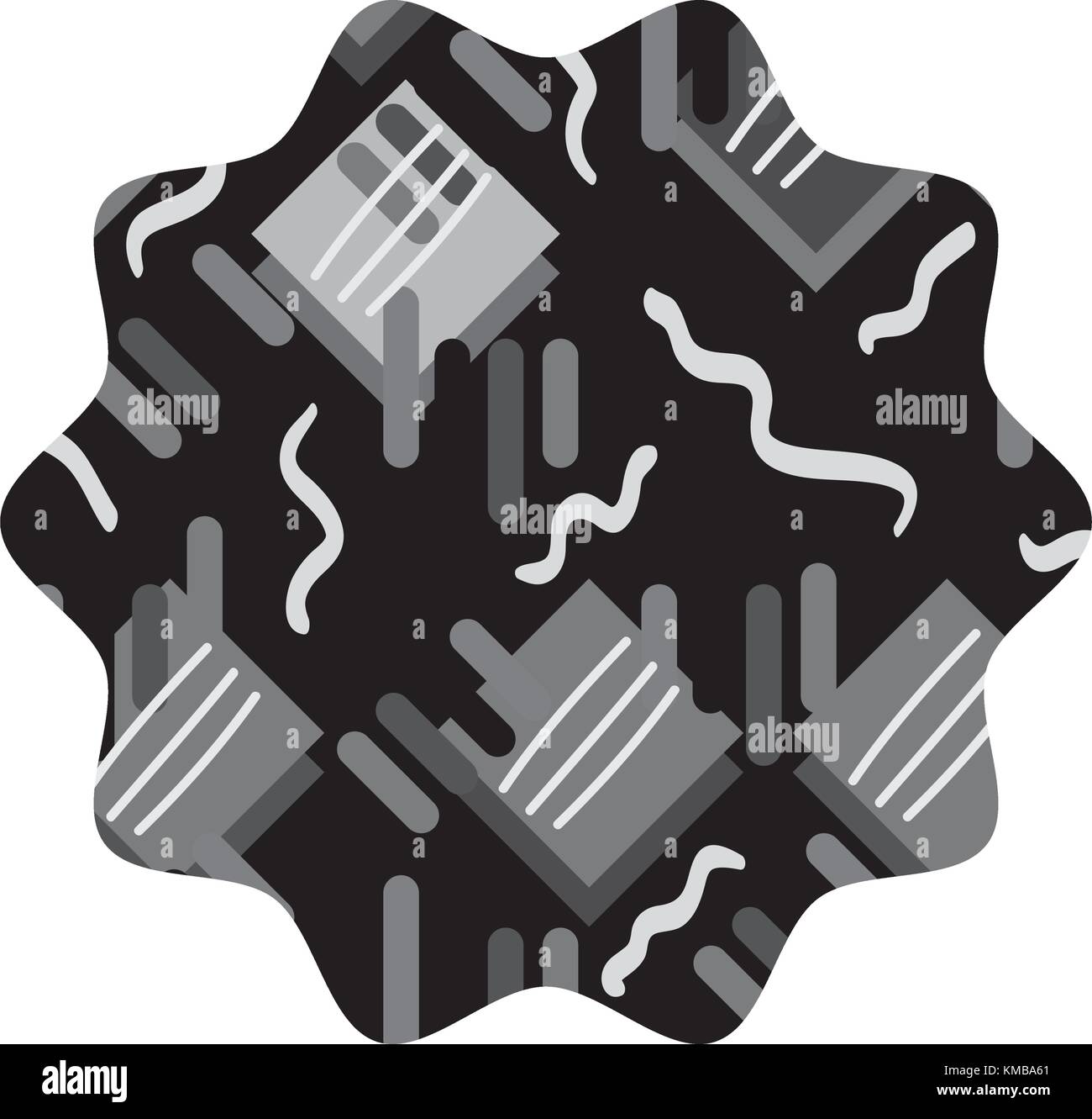 grayscale star with graphic memphis geometric background Stock Vector ...
