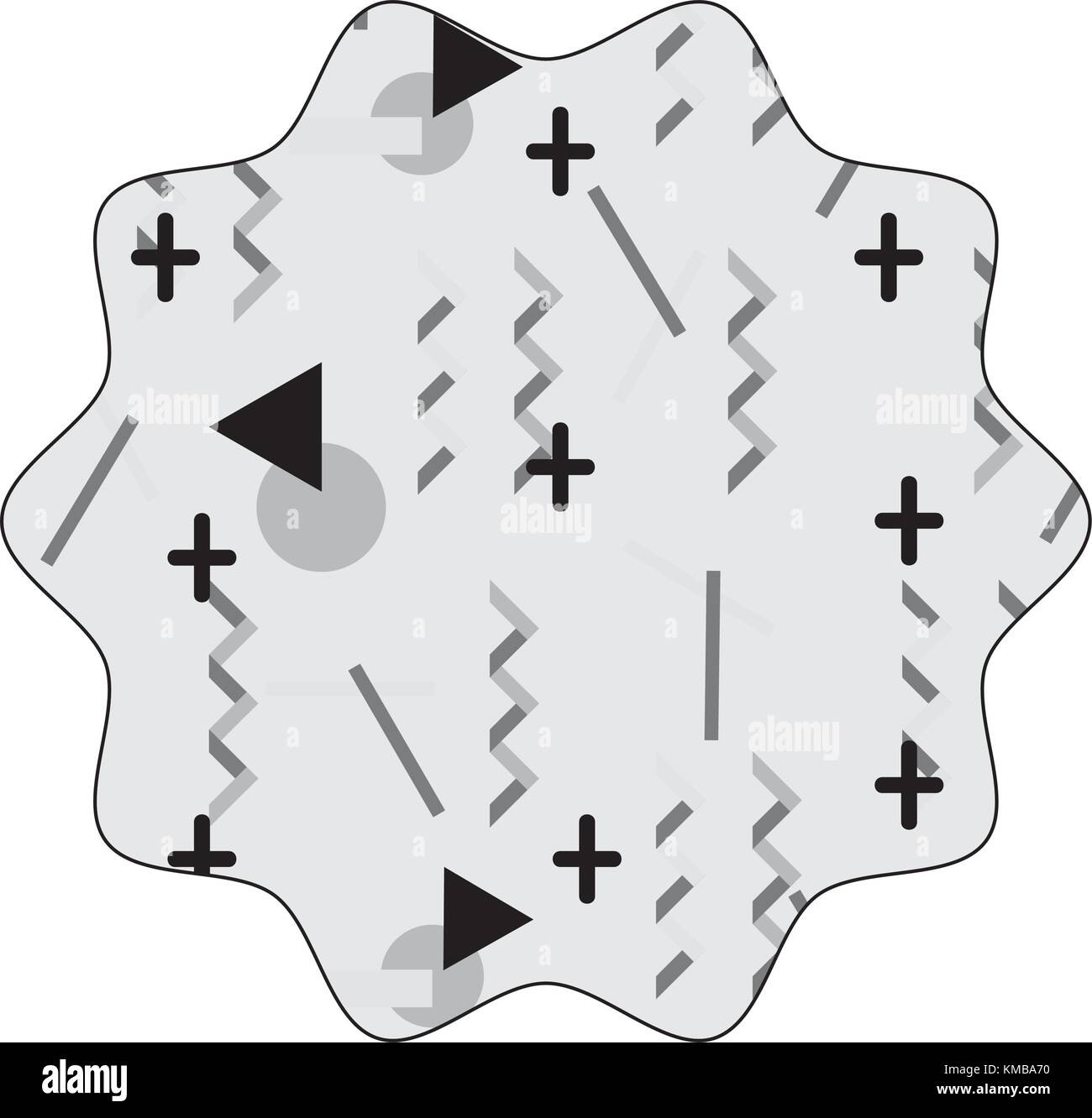 grayscale star with memphis geometric art background Stock Vector Image ...