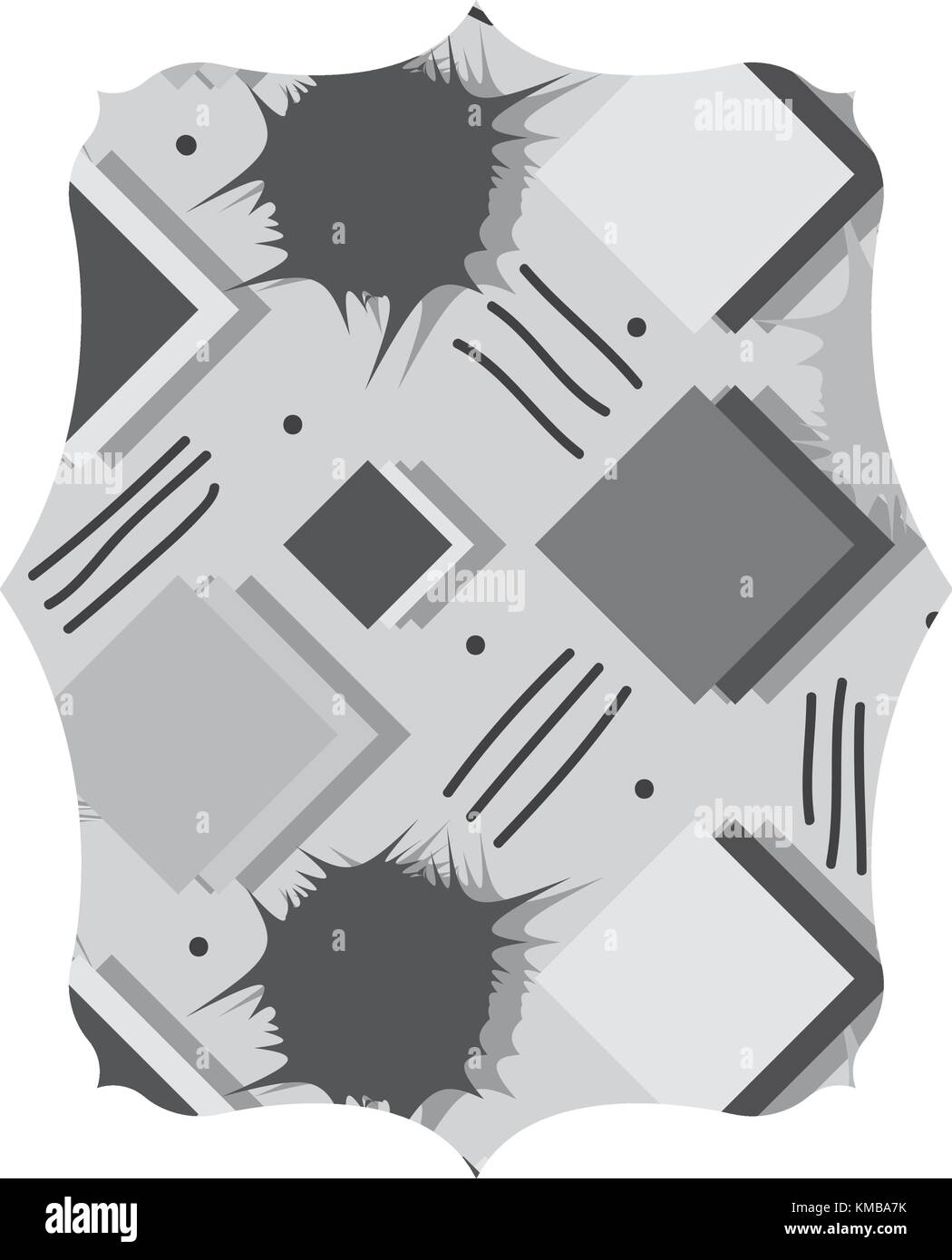 grayscale rectangle with memphis style geometric background Stock ...