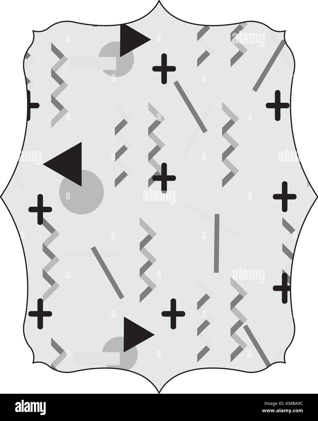 grayscale rectangle with memphis geometric art background Stock Vector ...