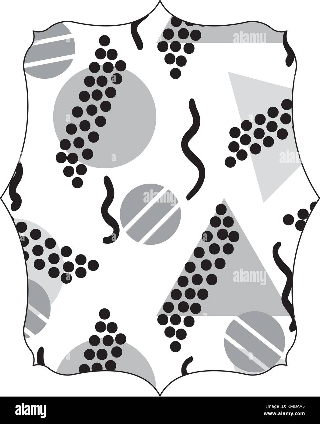 grayscale rectangle with memphis geometric figures background Stock ...