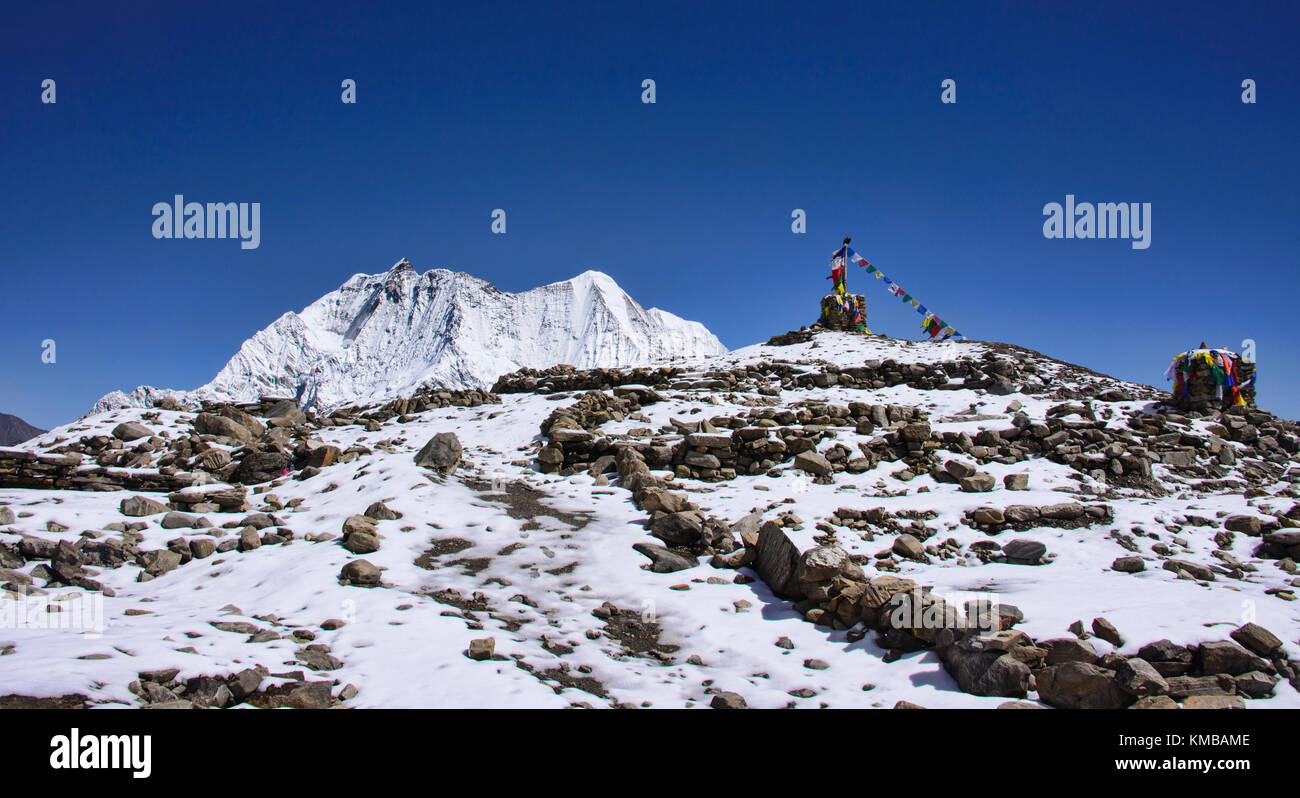 Manaslu, world's eighth highest peak (8,163 metres), seen from Manaslu ...