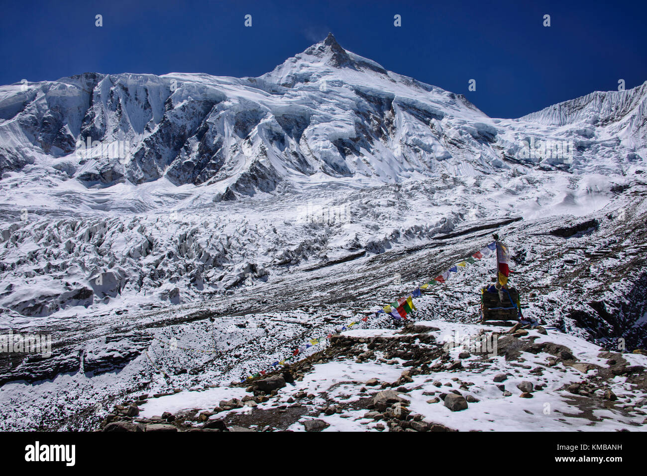 Manaslu, world's eighth highest peak (8,163 metres), seen from Manaslu ...