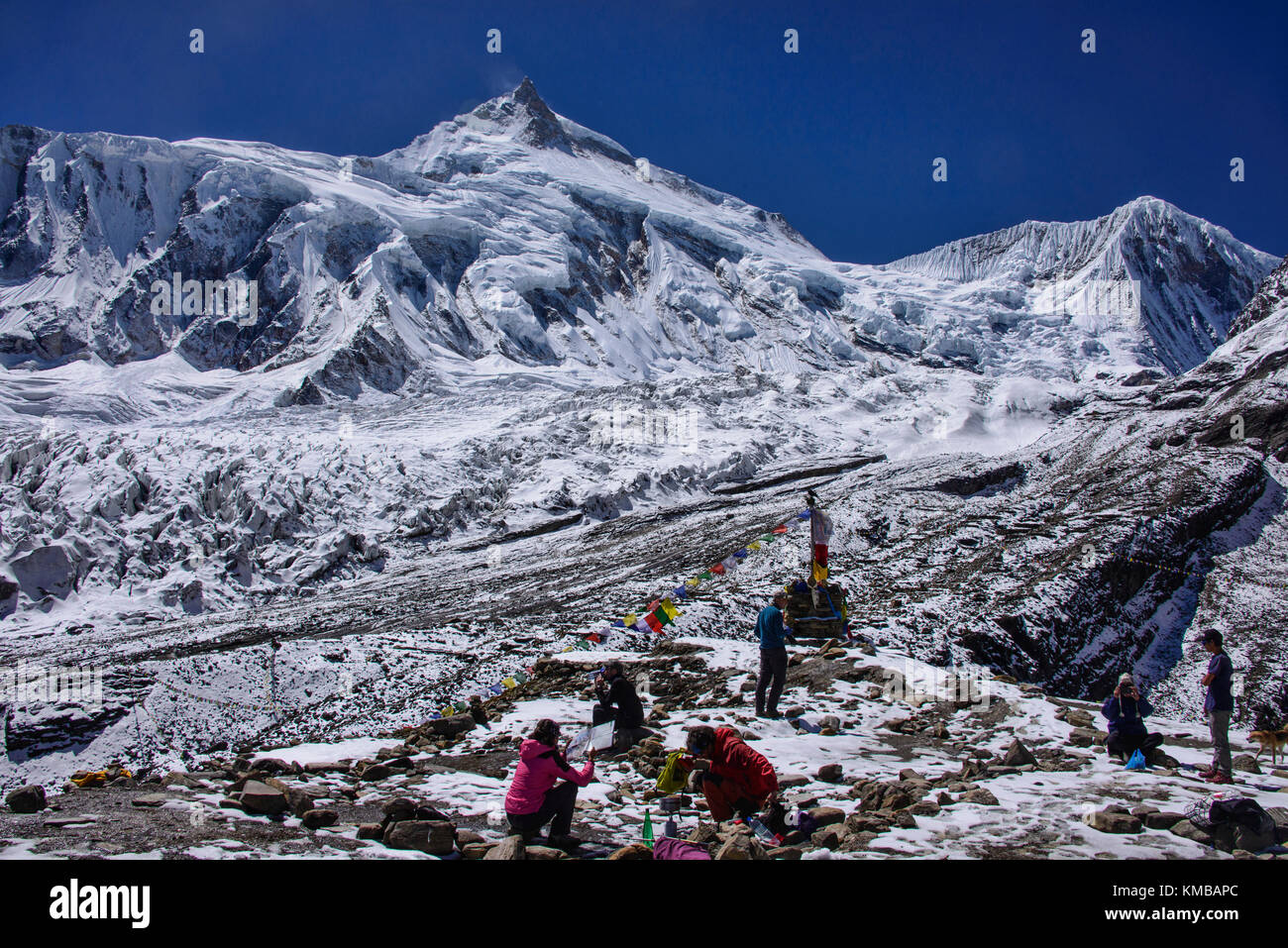 Manaslu, world's eighth highest peak (8,163 metres), seen from Manaslu ...