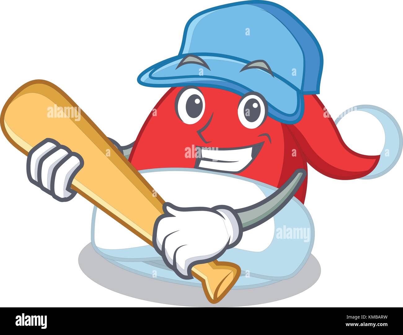 Playing baseball Christmas hat character cartoon Stock Vector Image ...