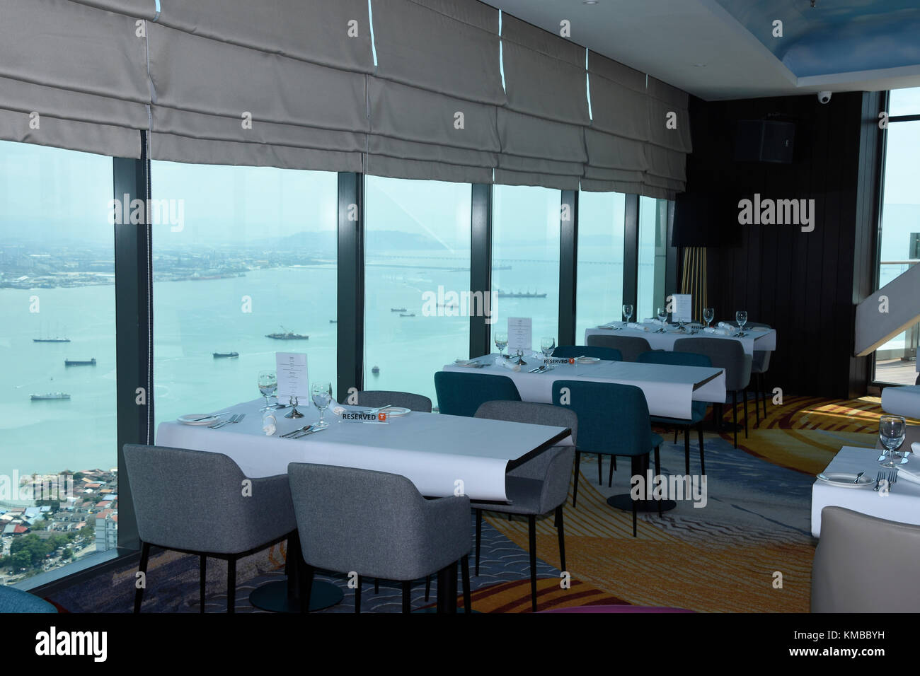 View of the harbour of George Town from the 66th Floor of the Komtar ...