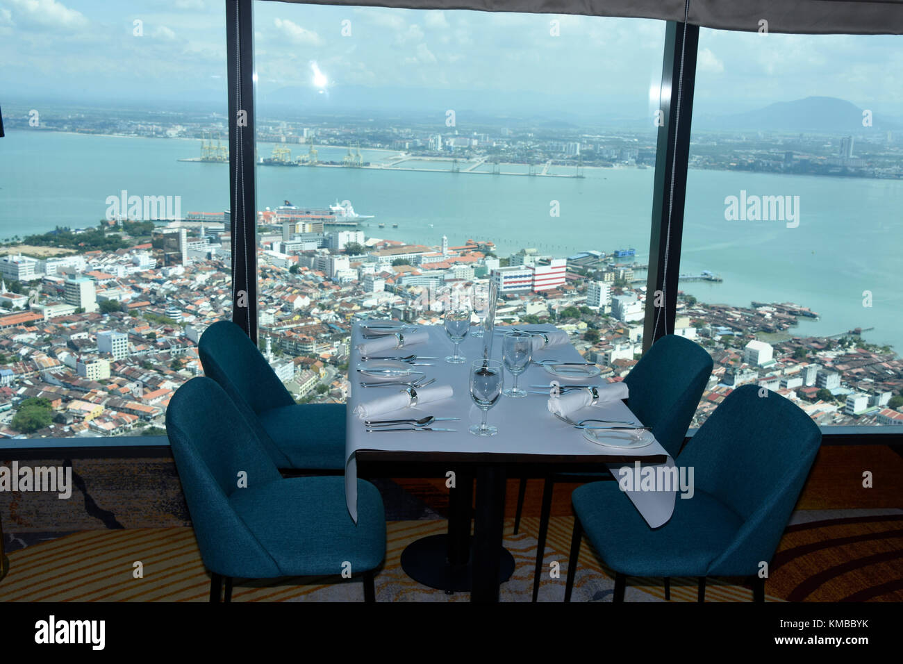 View of the harbour of George Town from the 66th Floor of the Komtar ...