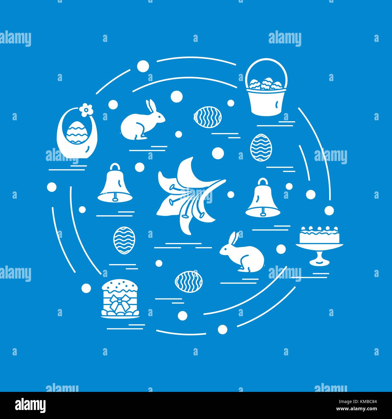 Cute vector illustration with different symbols for Easter arranged in ...