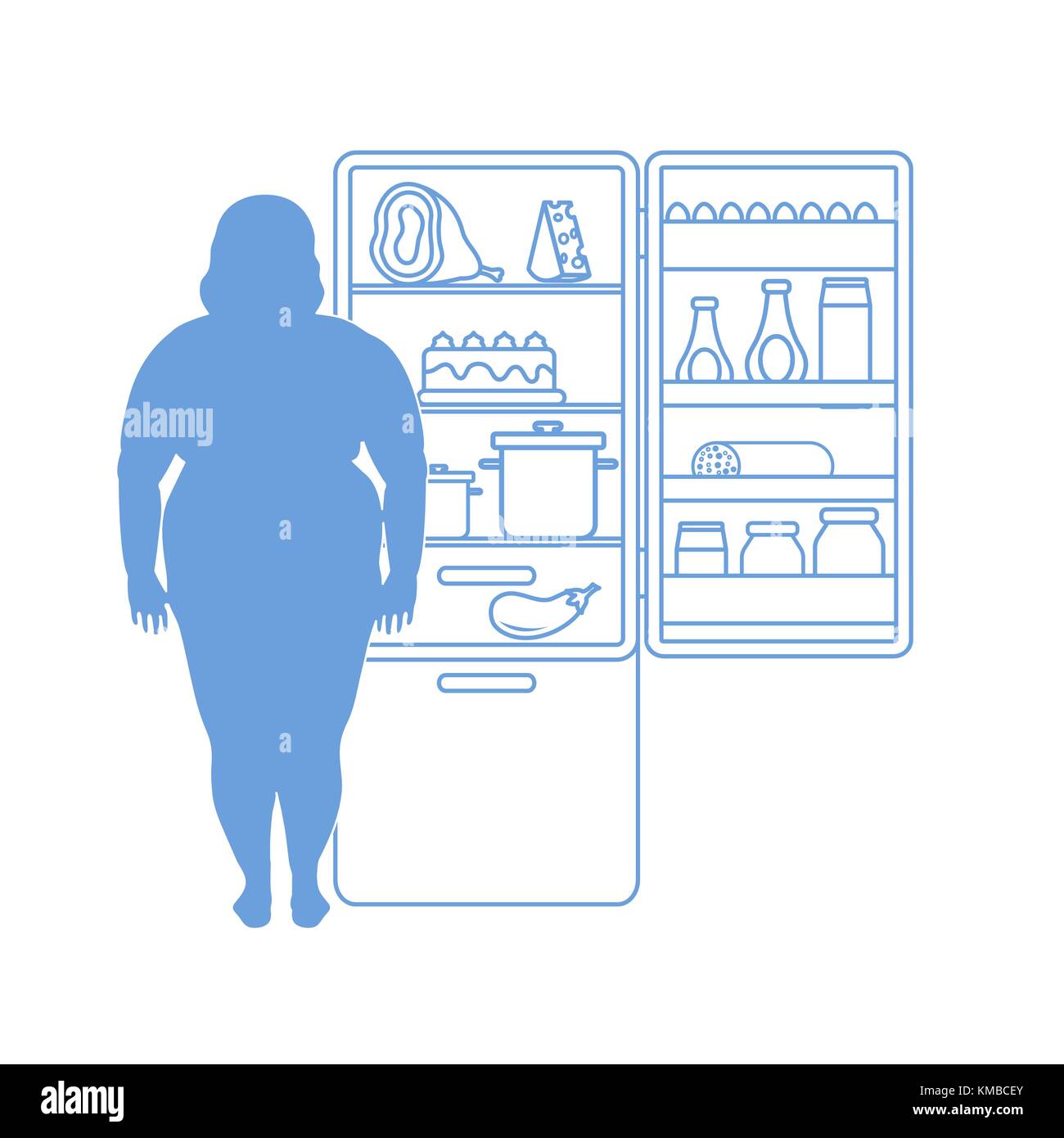 Fat woman eating fridge hi-res stock photography and images - Alamy