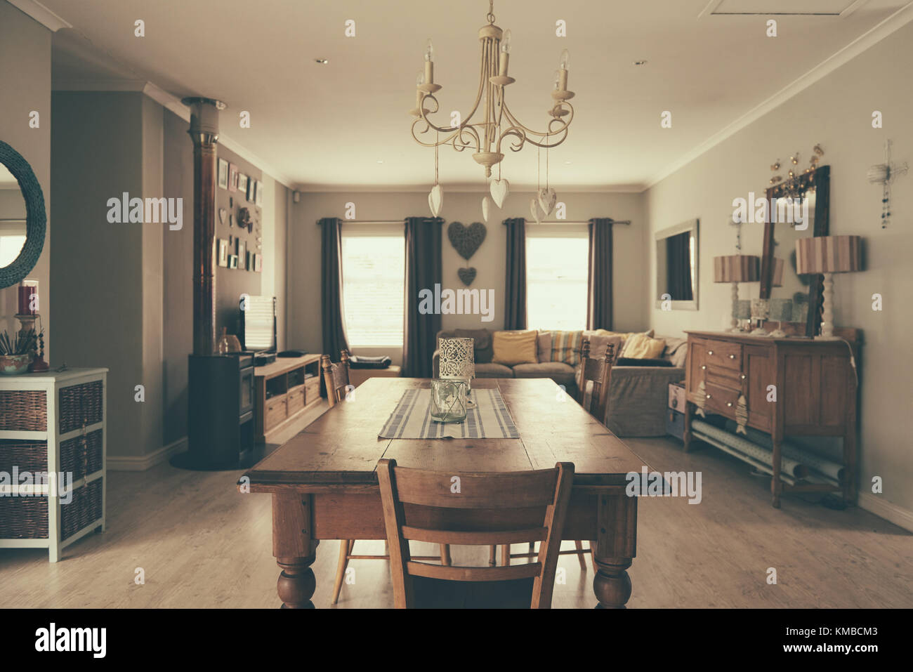Dining area and living room of a suburban home Stock Photo - Alamy