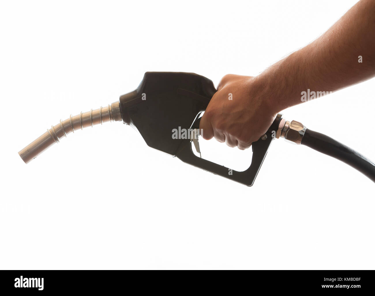 white car at gas station being filled with fuel Stock Photo - Alamy