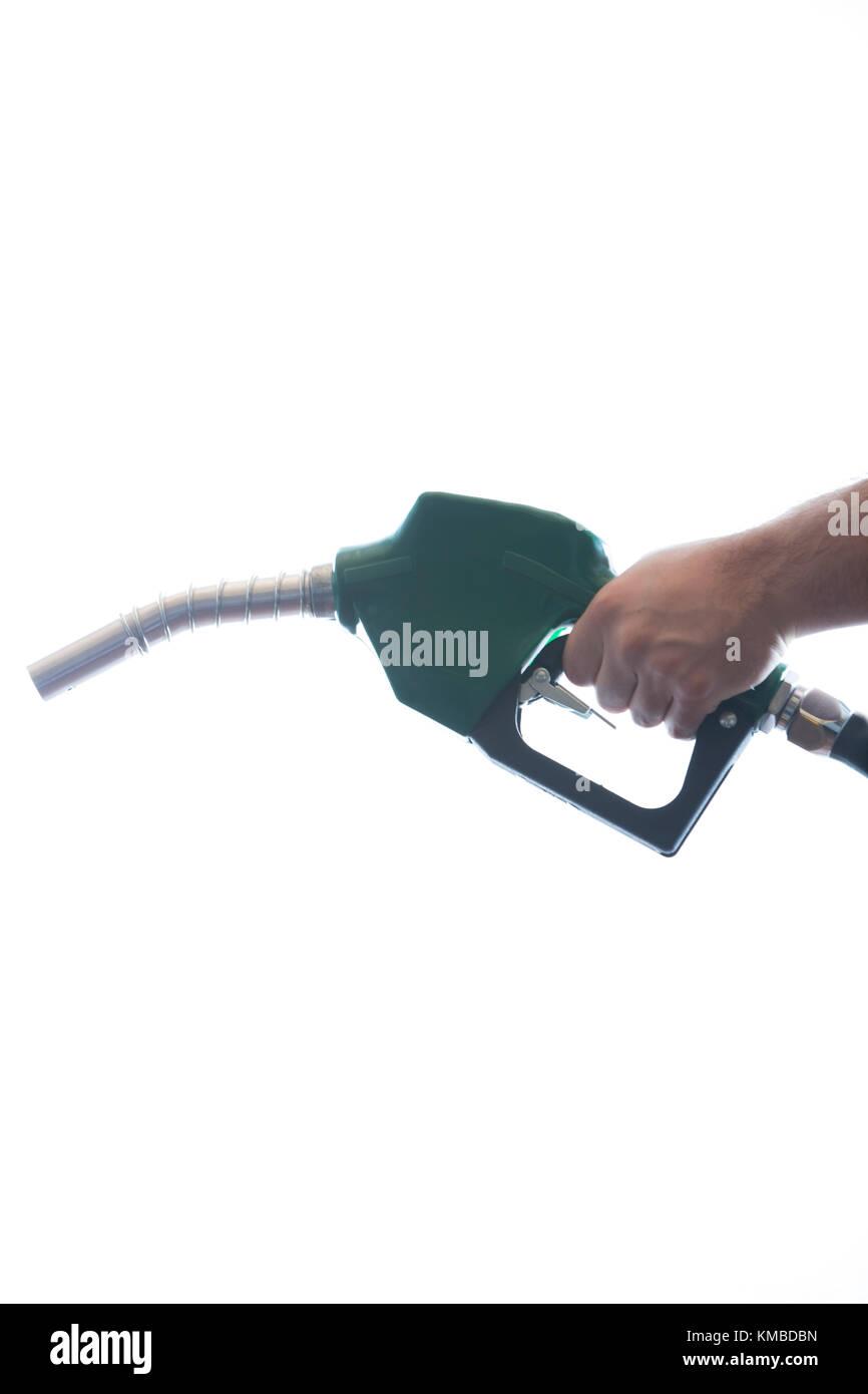 white car at gas station being filled with fuel Stock Photo - Alamy
