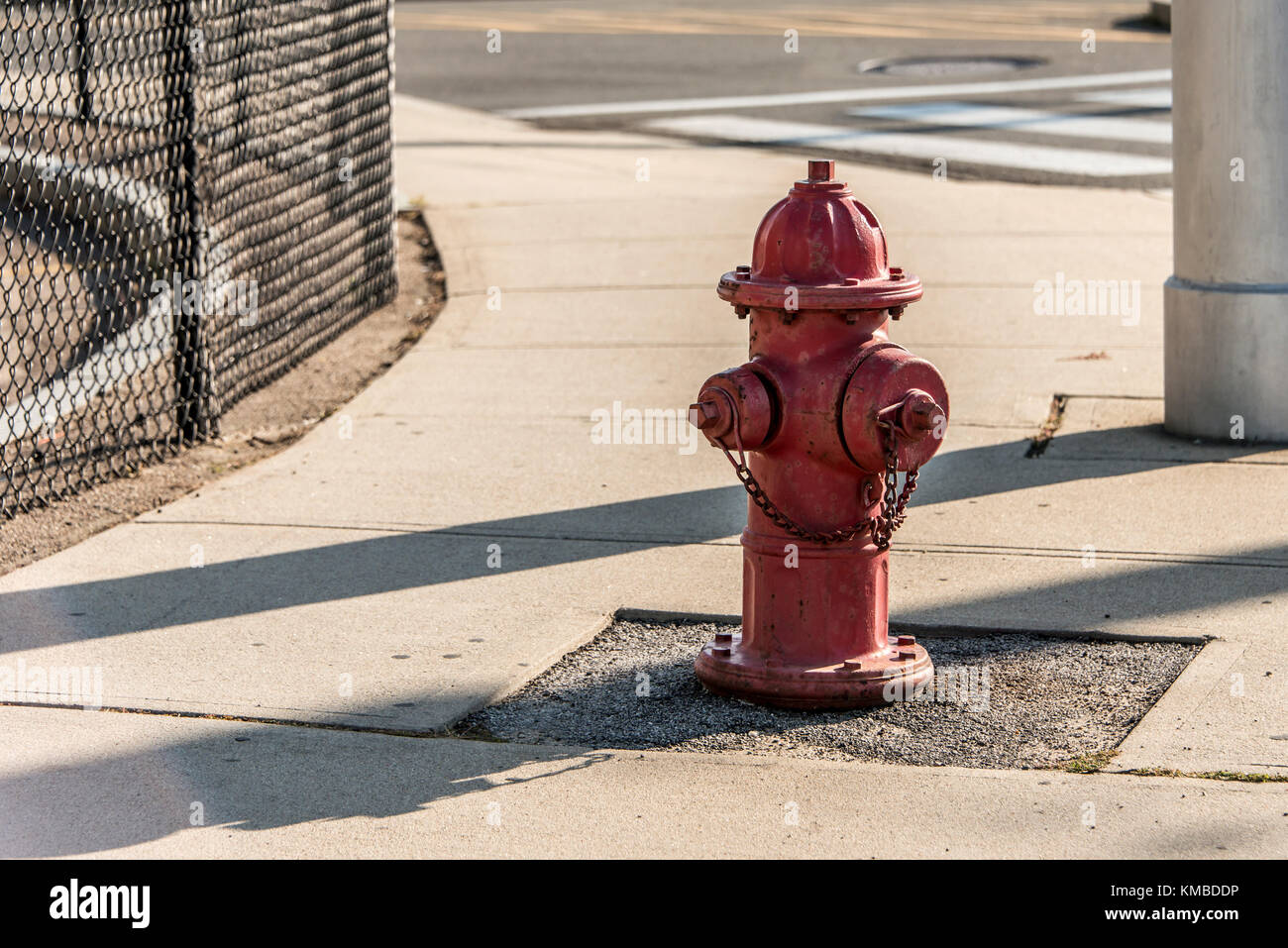 A red fire hydrant on a sidewalk in Boston Massachusetts USA a city ...
