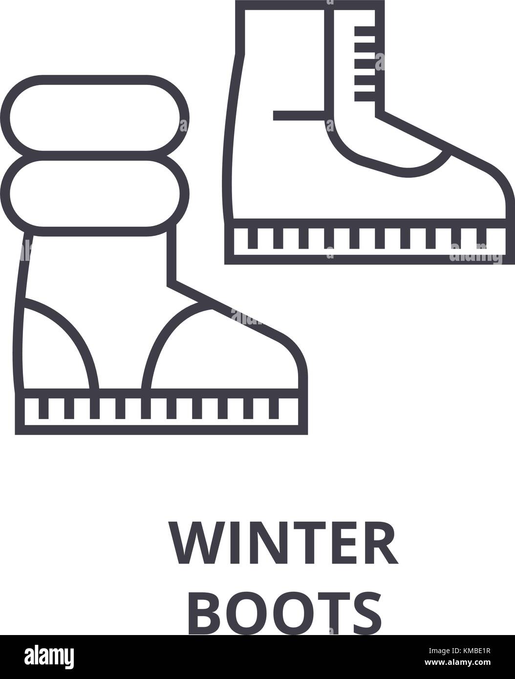 winter boots line icon, outline sign, linear symbol, vector, flat ...