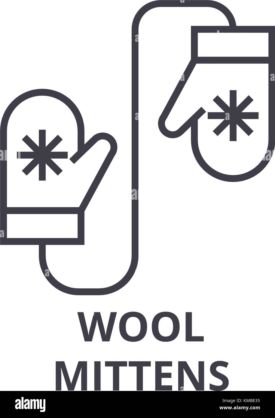 wool mittens line icon, outline sign, linear symbol, vector, flat ...