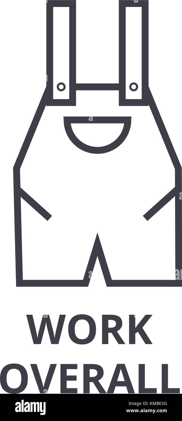 work overall line icon, outline sign, linear symbol, vector, flat ...