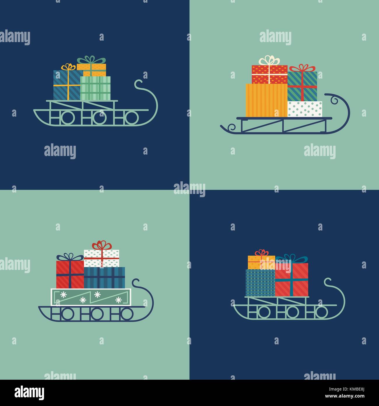 Sleigh gift icon flat Stock Vector Images - Alamy