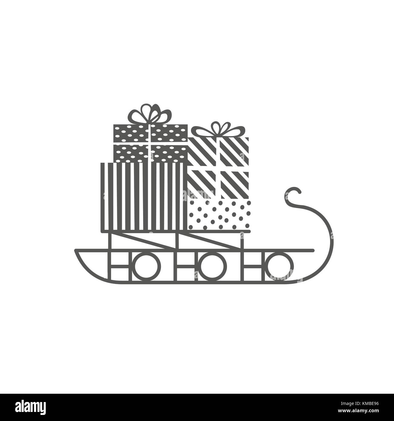 Sleigh gift icon flat Stock Vector Images - Alamy