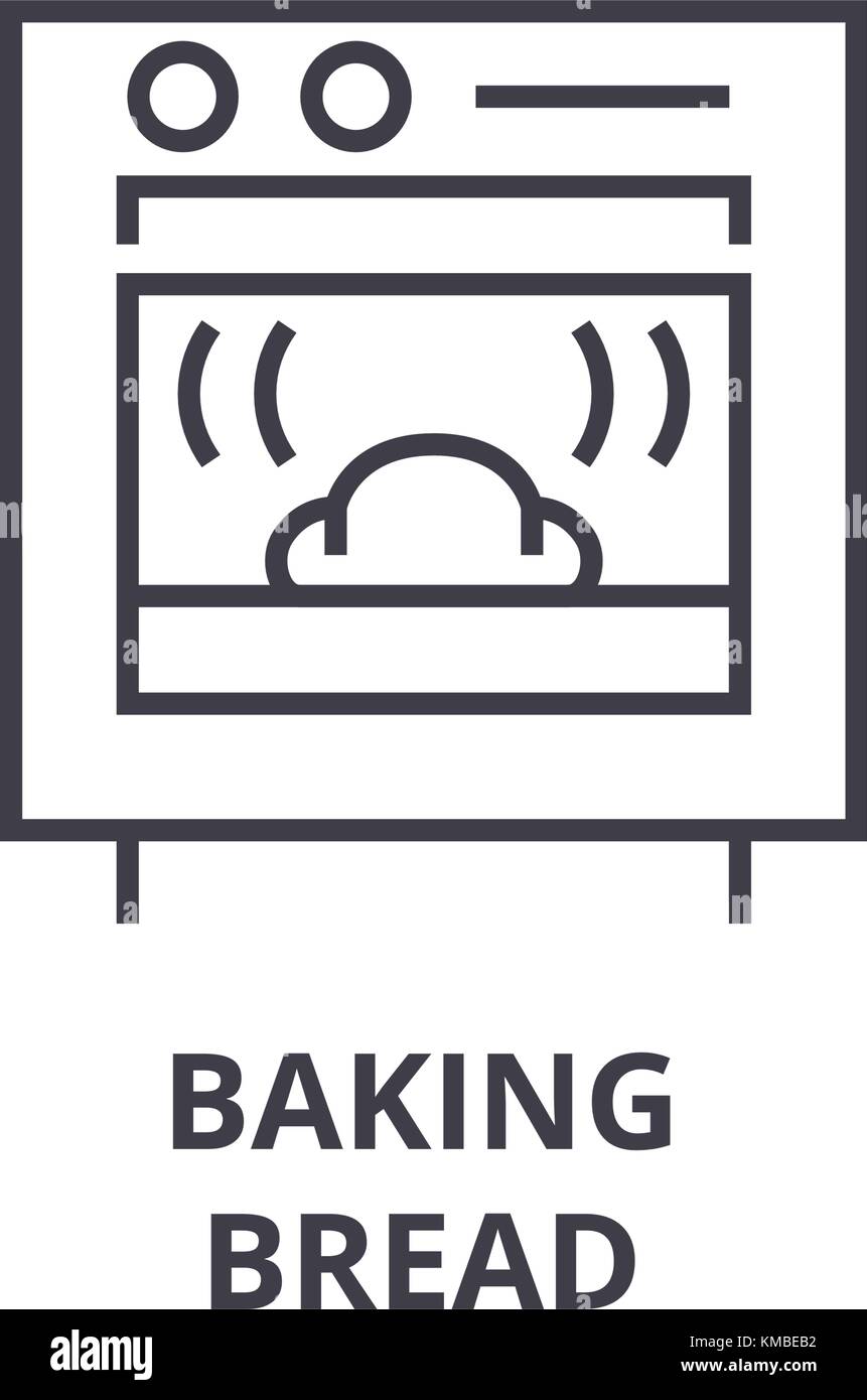 baking bread line icon, outline sign, linear symbol, vector, flat ...