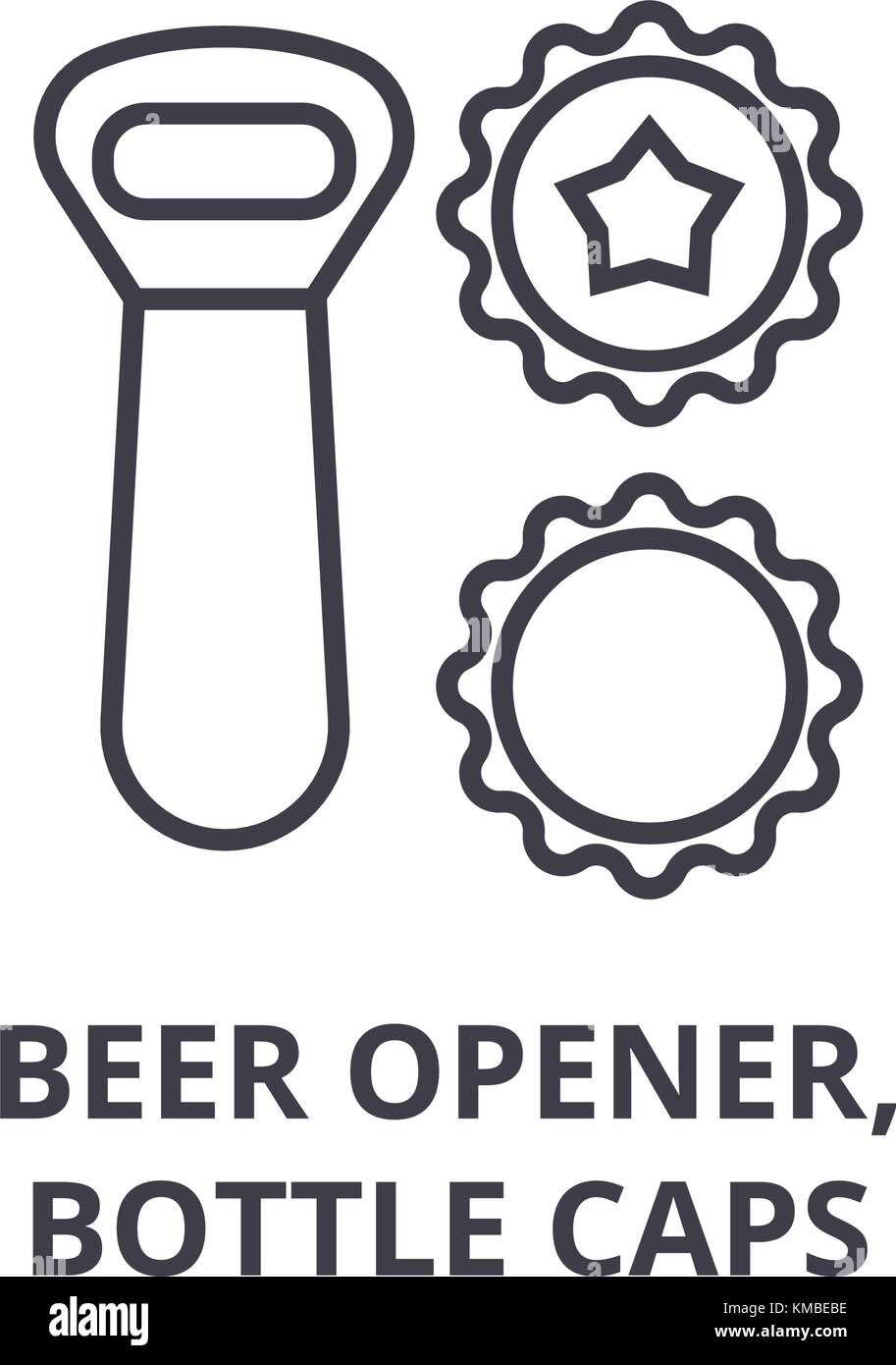 beer opener, bottle caps line icon, outline sign, linear symbol, vector ...