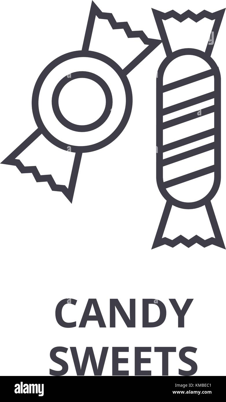 candy sweets line icon, outline sign, linear symbol, vector, flat ...