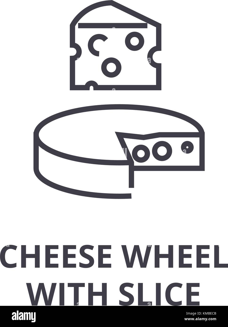 cheese wheel with slice line icon, outline sign, linear symbol, vector ...