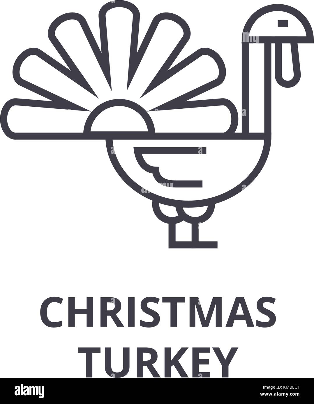 christmas turkey line icon, outline sign, linear symbol, vector, flat ...