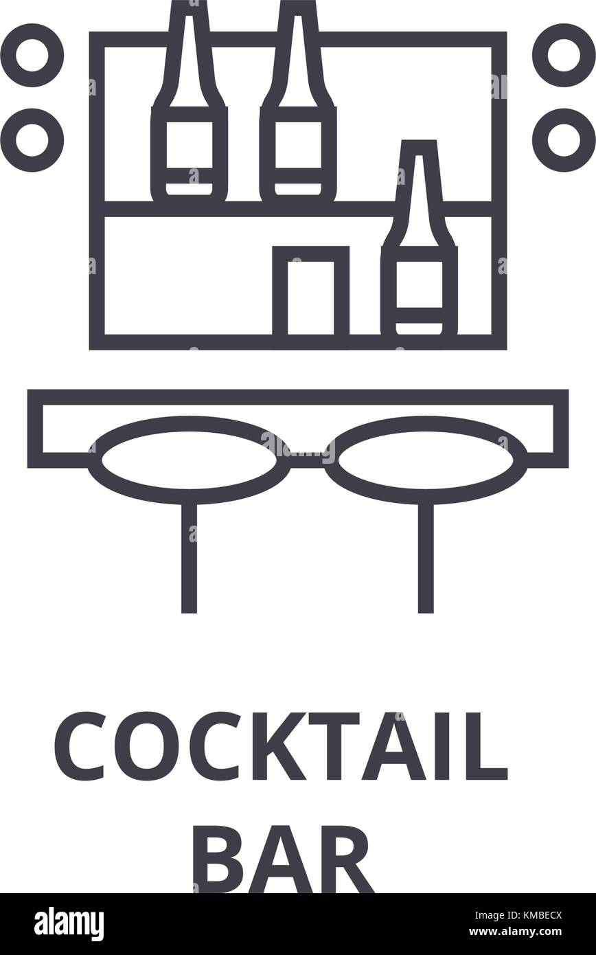 cocktail bar line icon, outline sign, linear symbol, vector, flat ...