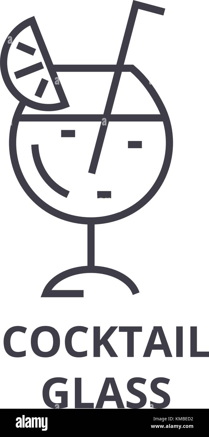 cocktail glass line icon, outline sign, linear symbol, vector, flat ...